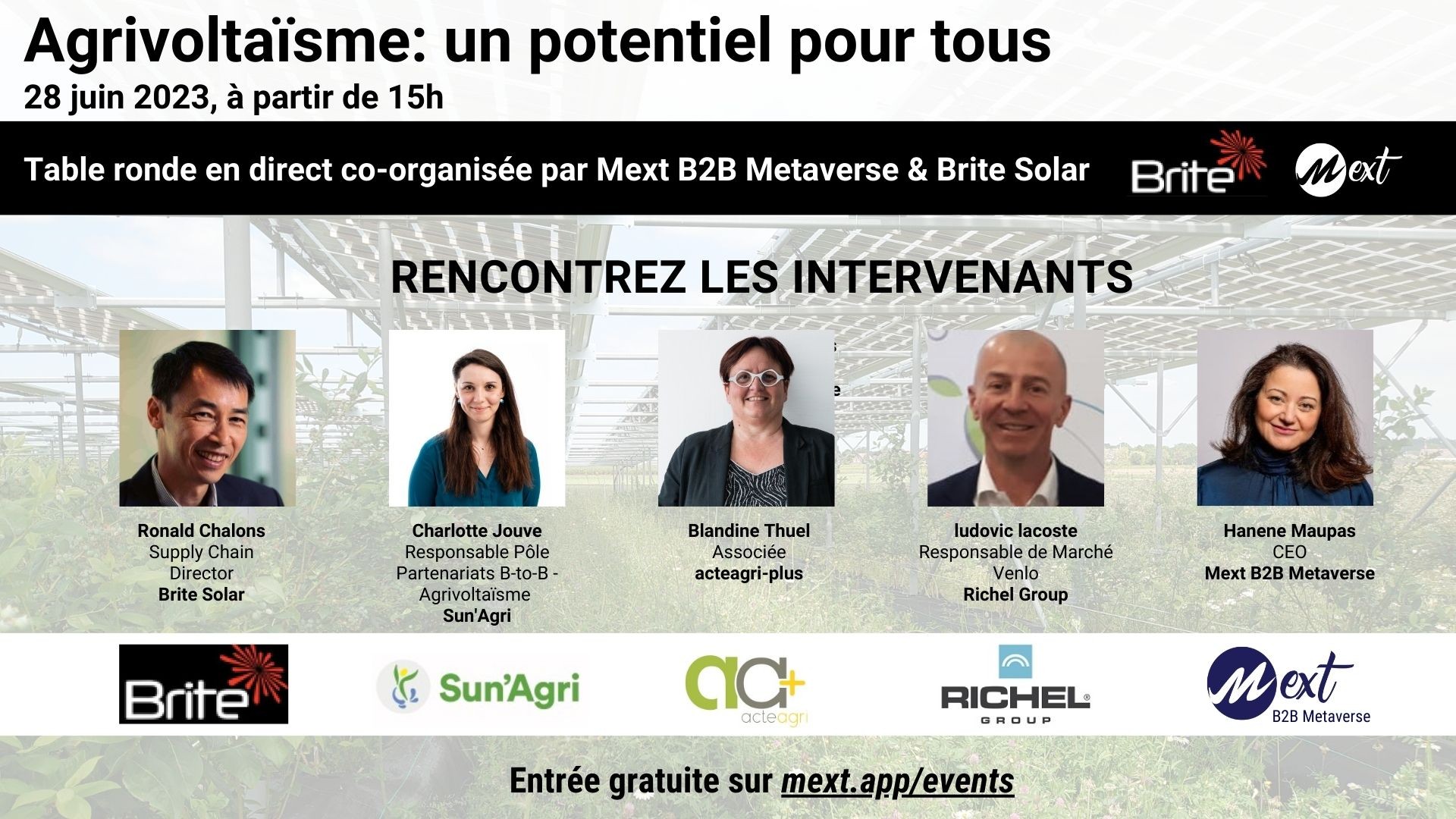 Brite & Mext B2B Metaverse – “Agrivoltaics: a potential for all” Webinar